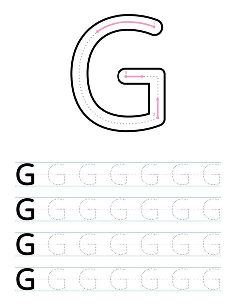 Trazando La Hoja De Trabajo De La Letra G Mayúscula Para Niños 5947976 Vector En Vecteezy