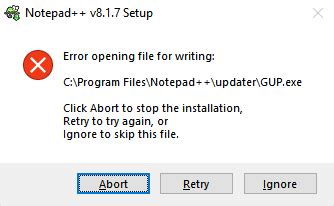 Installer Shows Two Errors On Windows Bit If Notepad Was Open During Install