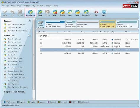 Apply Moveresize Partition Function Of Minitool Partition Wizard To Move Partition