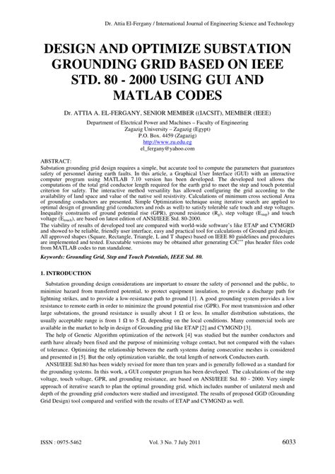 PDF DESIGN AND OPTIMIZE SUBSTATION GROUNDING GRID BASED ON IEEE STD USING GUI AND