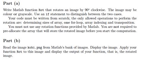 Part A Write Matlab Function Rot That Rotates An Chegg