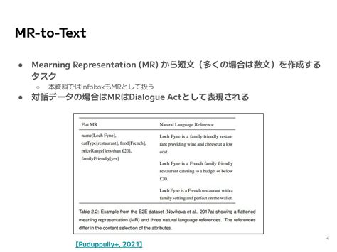Data To Text Datasetまとめ ― Summary Of Data To Text Datasets ― Speaker Deck