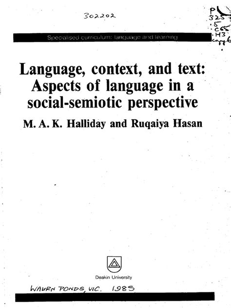 Language Context And Text Halliday Hasan Pdf