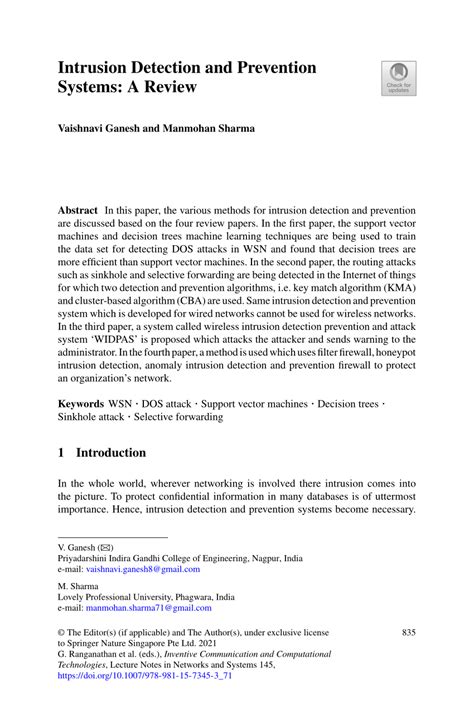 PDF Intrusion Detection And Prevention Systems A Review