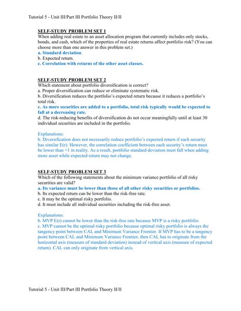 Portfolio Theory Tutorial Risk Diversification And Asset Allocation