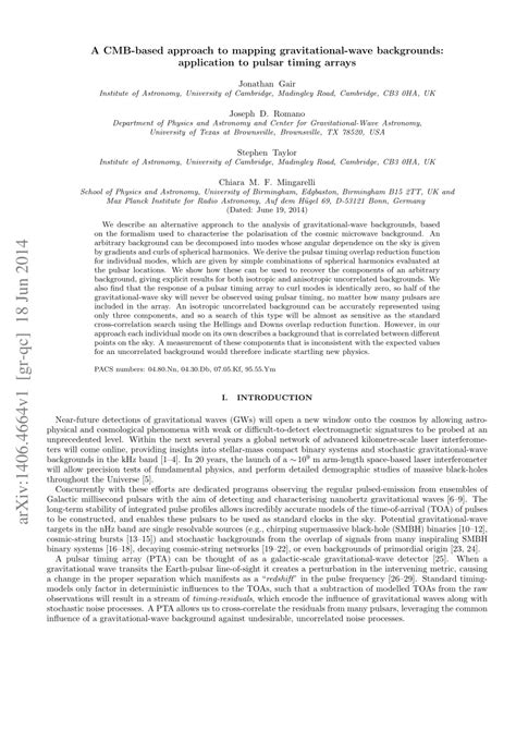 Pdf Mapping Gravitational Wave Backgrounds Using Methods From Cmb Analysis Application To