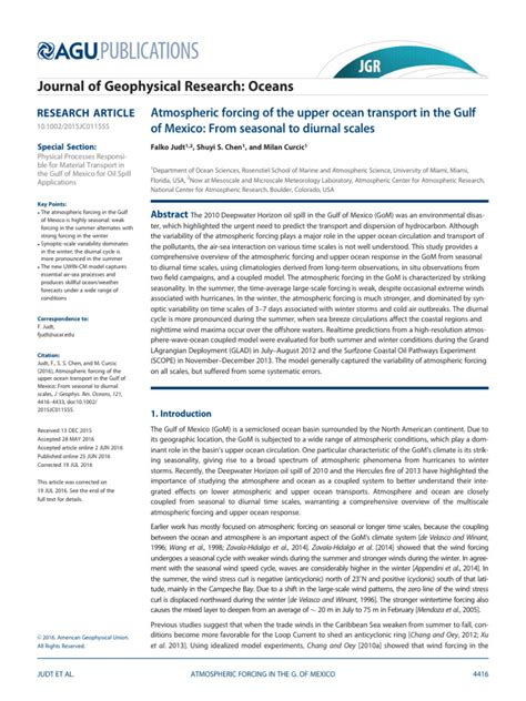Atmospheric Forcing Of The Upper Ocean Transport In The Gulf Of Mexico Pdf Tropical Cyclones