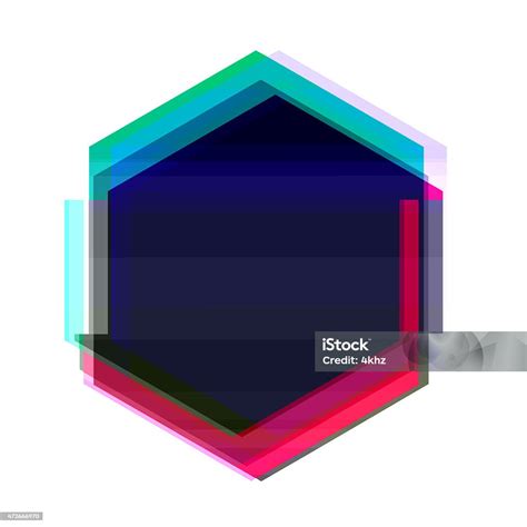 디지탈 글리치 레드 블루 육각형 프페임 예술직 왜곡된 그래픽 배경 글리치 이미지 기법에 대한 스톡 벡터 아트 및 기타 이미지