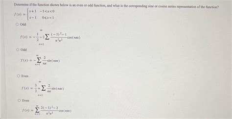 Solved Determine If The Function Shown Below Is An Even Or