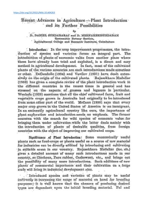 Pdf Recent Advances In Agriculture Plant Introduction And Its Further