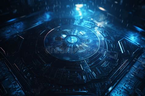 Digital Cyber Security Concept Shield On Circuit Board Background With