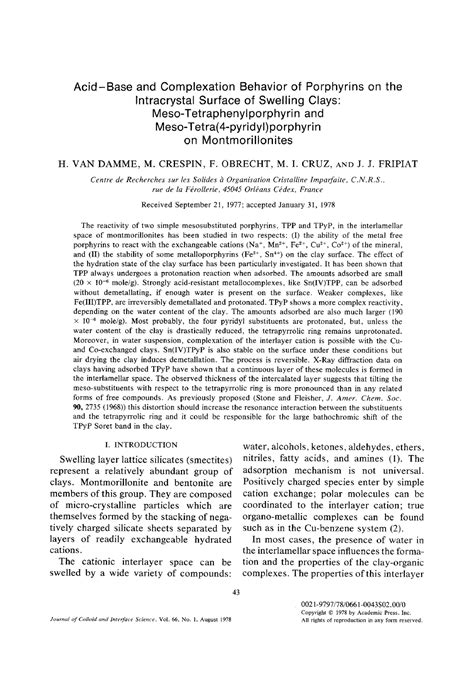 Acid Base And Complexation Behavior Of P Acid Base And Complexation Behavior Of Porphyrins On