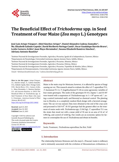 Pdf The Beneficial Effect Of Trichoderma Spp In Seed Treatment Of