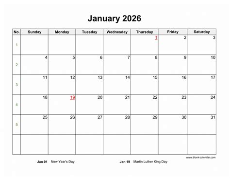 Download Blank Calendar 2026 With Us Holidays 12 Pages One Month Per