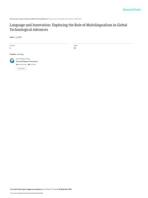 Role Of Multilingualism In Global Technoligies Advances 24k 0965 Pdf Linguistics Creativity