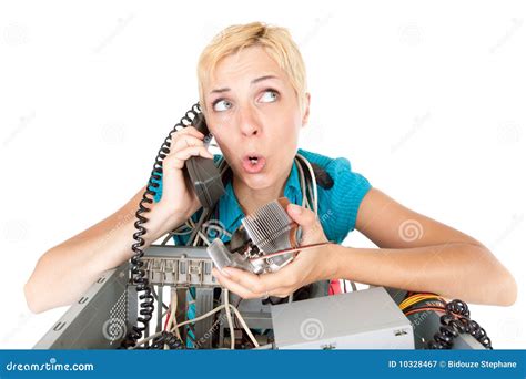 Woman Computer Problems Stock Image Image Of Cables