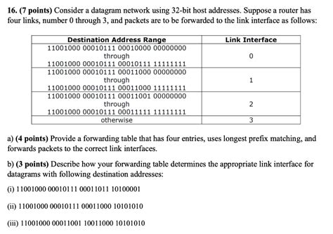 solved 16 7 points consider a datagram network using