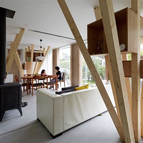 Angular Tree Like Columns Form Structure Of Kensuke Watanabes Y House Interior Design And