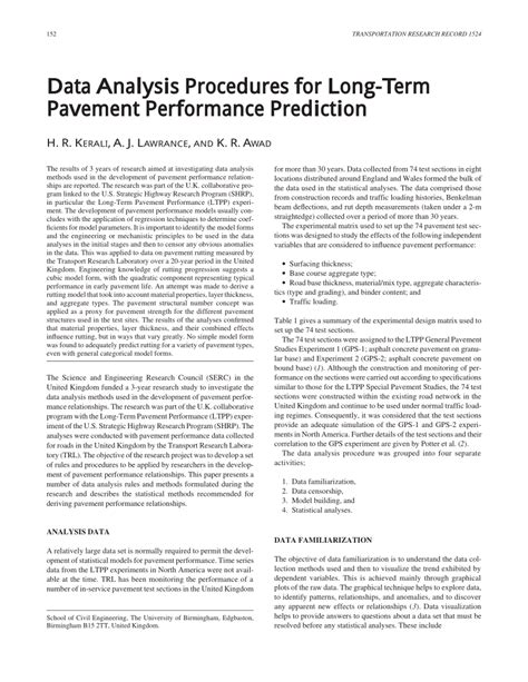 Pdf Data Analysis Procedures For Long Term Pavement Performance Prediction
