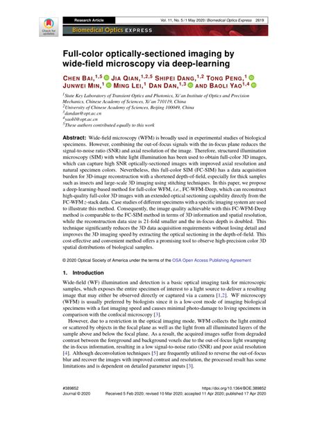 Pdf Full Color Optically Sectioned Imaging By Wide Field Microscopy