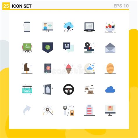 Set Of 25 Vector Flat Colors On Grid For Food Tecnology Programmer Computing Power Stock