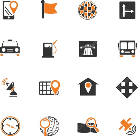 Navigation Icon Set Map Element World Vector Map Element World Png And Vector With