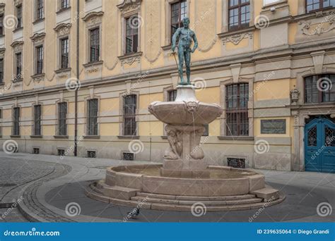 Naked Swordsman Sculpture Fencer Fountain At University Of Wroclaw