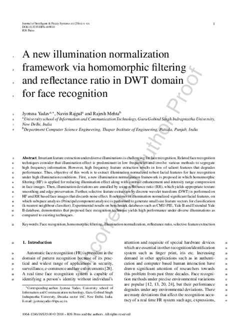 Pdf A New Illumination Normalization Framework Via Homomorphic Filtering And Reflectance Ratio