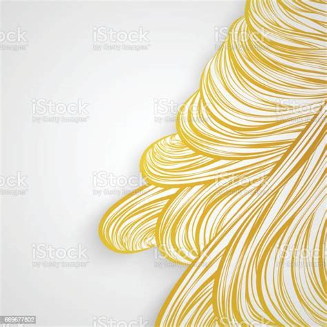 추상 패턴 황금입니다 카드 초대장 늘어선 아트 웨이브 골드 헤어 자연 흰색 배경 손으로 그린 벡터 일러스트 레이 션 바다에 대한 스톡 벡터 아트 및 기타 이미지 Istock