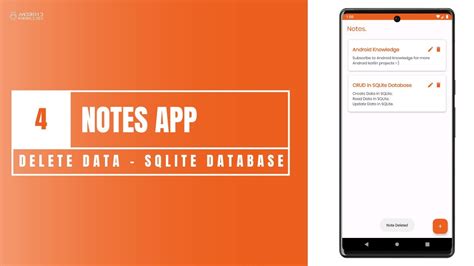 Notes App Delete Data From Sqlite Database In Android Studio Using