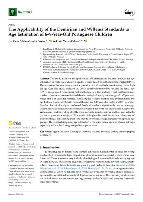 Pdf The Applicability Of The Demirjian And Willems Standards To Age
