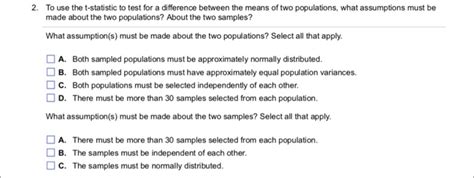 Solved 2 To Use The T Statistic To Test For A Difference