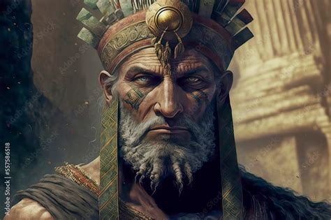 Concept Art Ancient Mesopotamian Warrior With A Crown On His Head Made