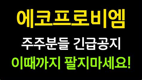 에코프로비엠 주주님들 긴급공지 이때까지는 무슨일이 있어도 절대로 파시면 안됩니다 왜 그런지 알려드리겠습니다 Youtube
