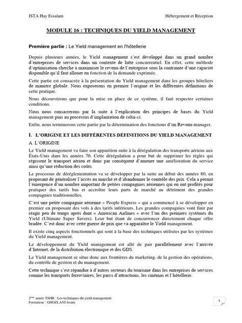 Techniques Du Yield Management Pdf