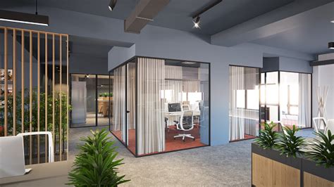 인테리어 디자인 사무실의 컴퓨터 생성 이미지입니다 건축 시각화 3d 렌더링 스톡 사진 모델하우스 내부에 대한 스톡 사진 및 기타 이미지 Istock