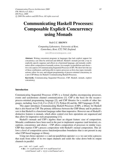 pdf communicating haskell processes composable explicit concurrency