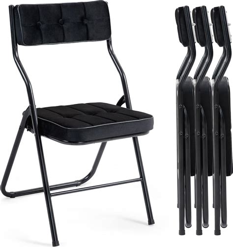 Luteren Padded Folding Chairs 4 Pack Foldable Dining Chairs With
