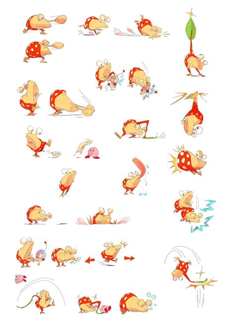 Kirby Olimar Bulborb Bulbmin And Bulborb Larva Kirby And 2 More Drawn By Jason Lupas