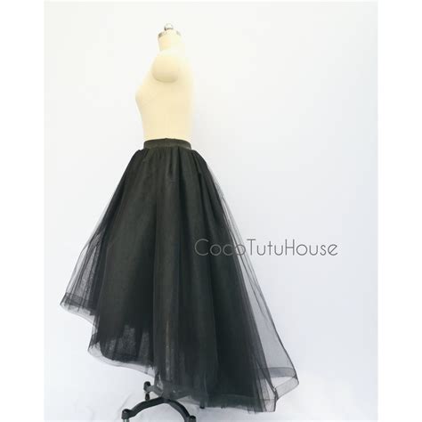 Floor Length Black Hi Low Tulle Skirt And Detachable Satin Etsy