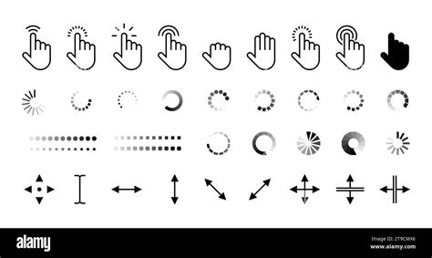 Pointer And Loading Icons Computer Cursor Arrow And Loading Sign Click And Wait Symbol Web