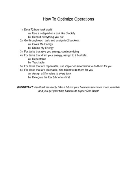 How To Optimize Operations Pdf