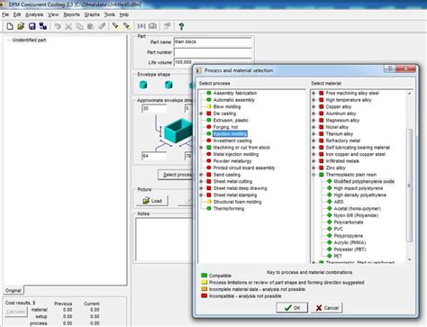 The Gui For Selecting The Process And Material Download Scientific