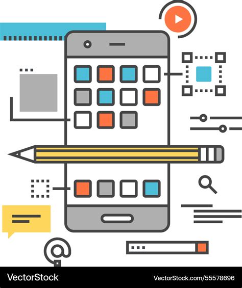 App Development Flat Line Design Concept Vector Image