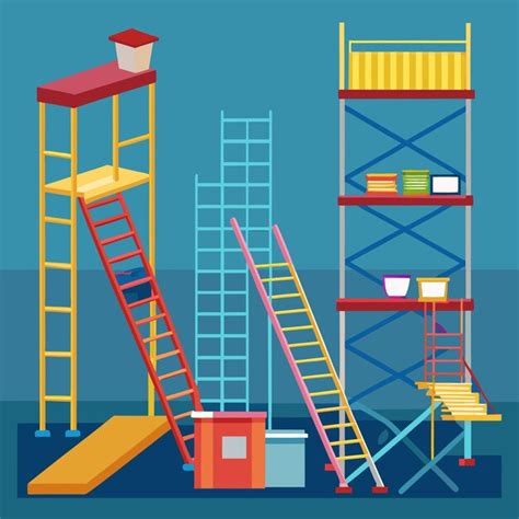 Set Of Different Scaffolding And Ladders Premium Ai Generated Image