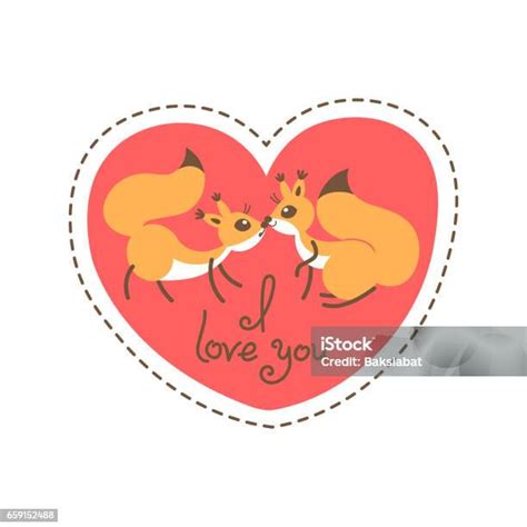 카드 해피 발렌타인 하루입니다 발렌타인 심장 몇 다람쥐 키스와 사랑의 선언 모양 벡터 일러스트 레이 션 공휴일에 대한 스톡 벡터 아트 및 기타 이미지 Istock