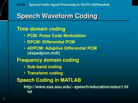 Ppt Speechaudio Signal Processing In Matlabsimulink Powerpoint Presentation Id9472359