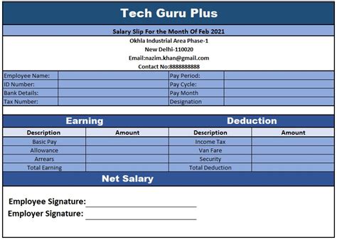 Simple Salary Slip Format Salary Slip Format In Excel Download Free