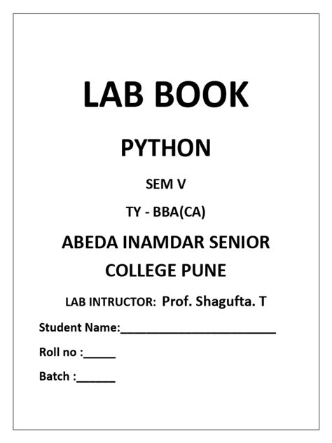 Lab Book Pdf Class Computer Programming Python Programming Language