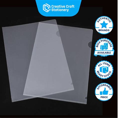 A4 310 L Shape PVC Folder 10 Pcs Translucent White Transparent Color Plastic L Shape File